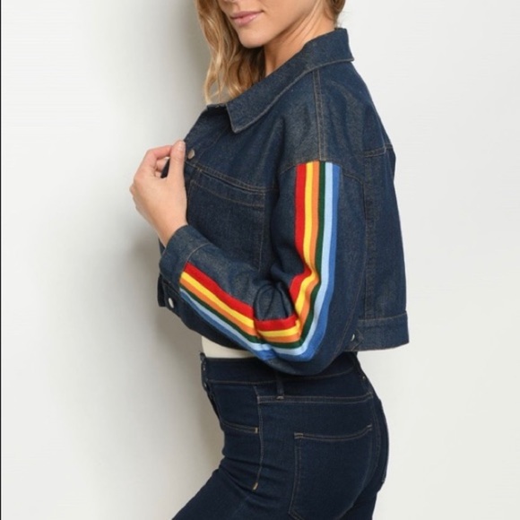 Jackets & Coats | New Rainbow Stripped Jean Jacket | Poshmark